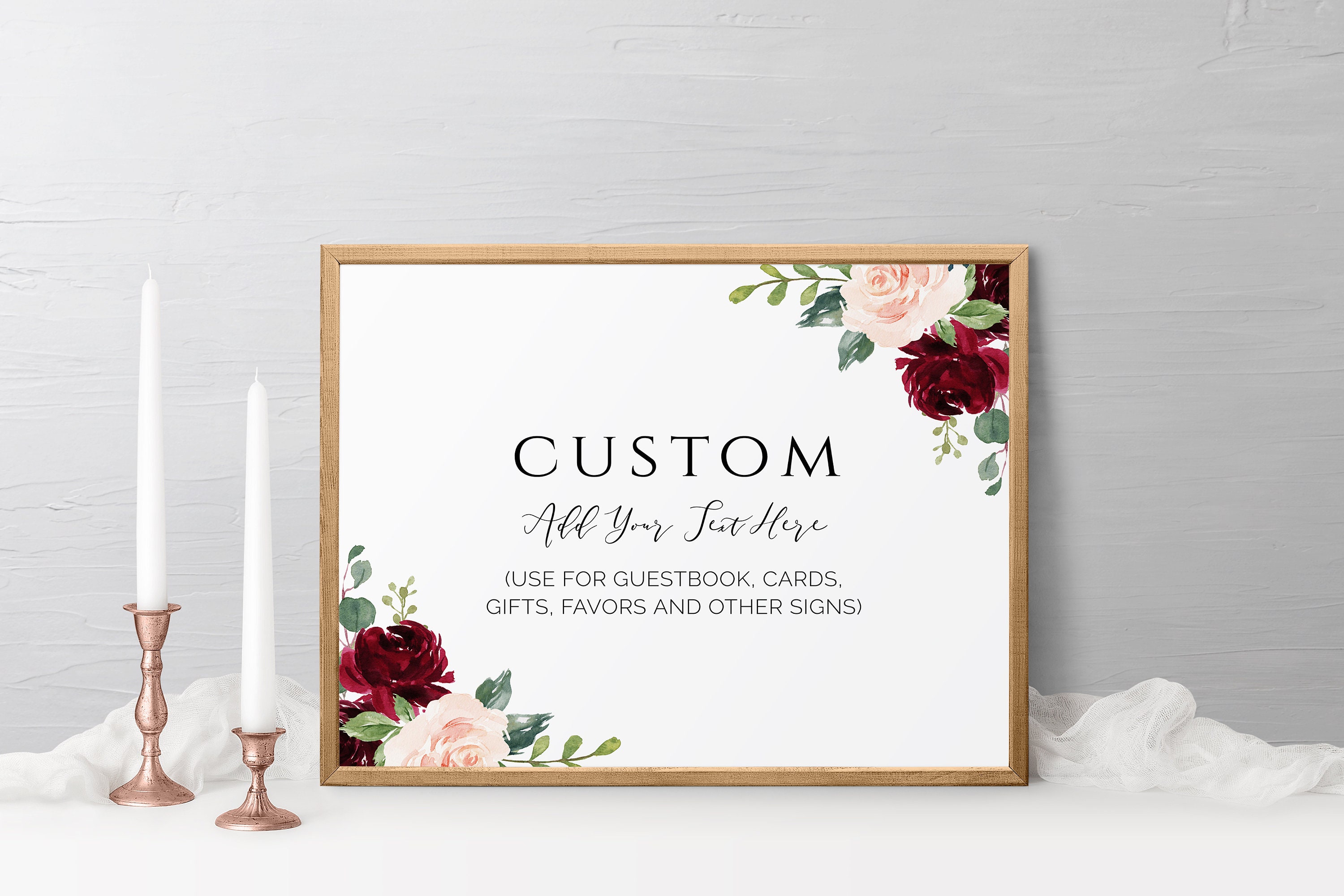 Burgundy Wedding Sign Printable Custom Wedding Sign Template Your ...