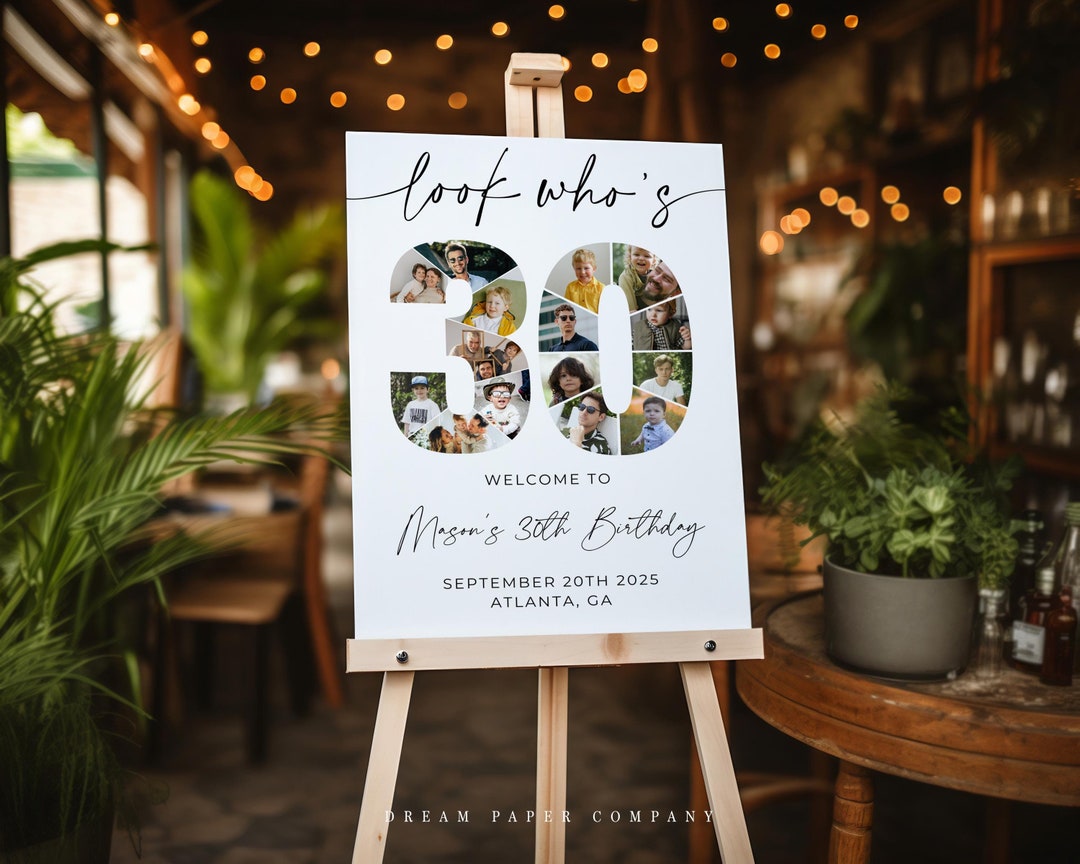 30th Birthday Welcome Sign Template, 30th Birthday Photo Collage, 30th ...