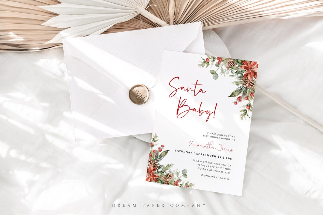 Santa Baby Shower Invitation Template Holiday Baby Shower - Etsy
