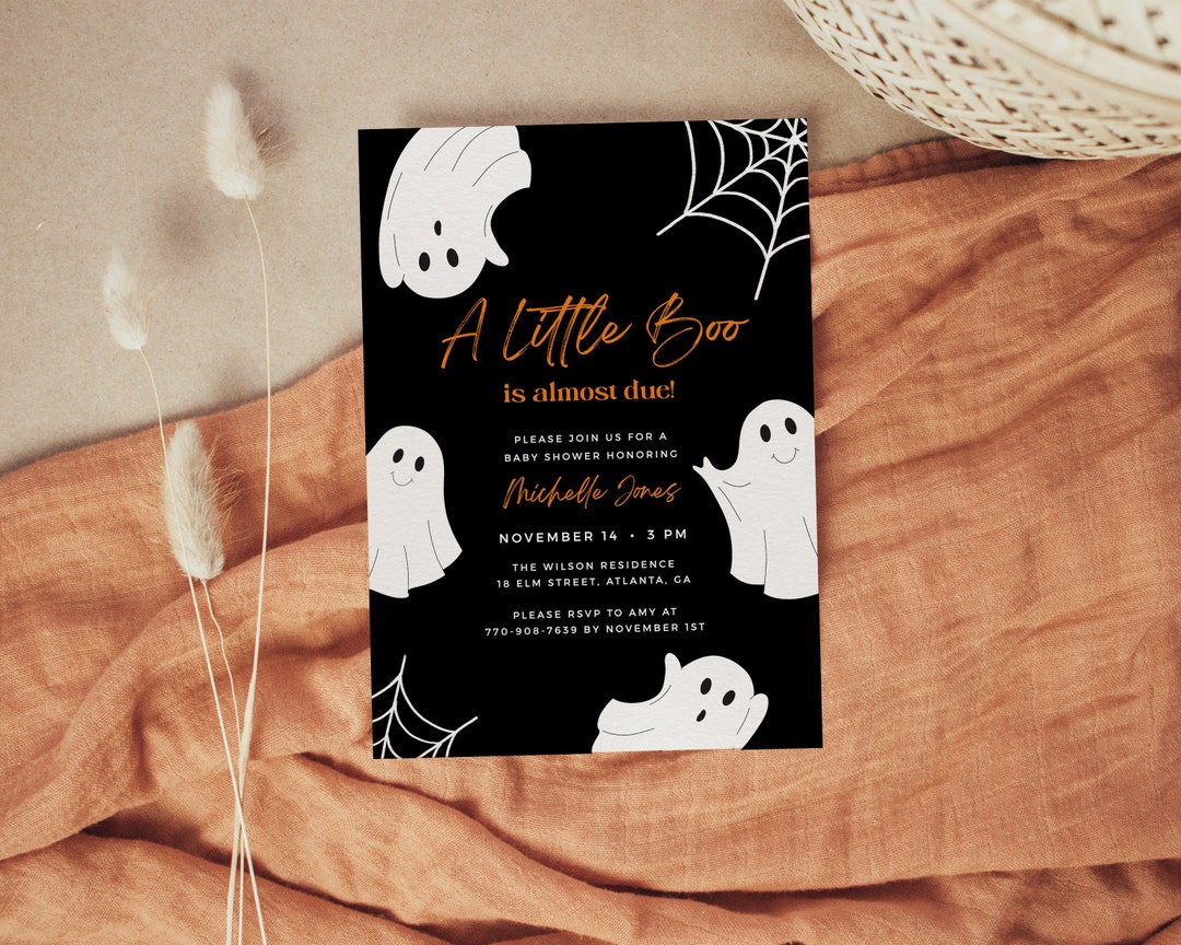 Halloween Baby Shower Invitation Template, A Little Boo Baby Shower ...
