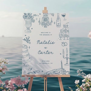 Hand Drawn Welcome Sign, Fun Whimsical Wedding Welcome Template, Trendy ...