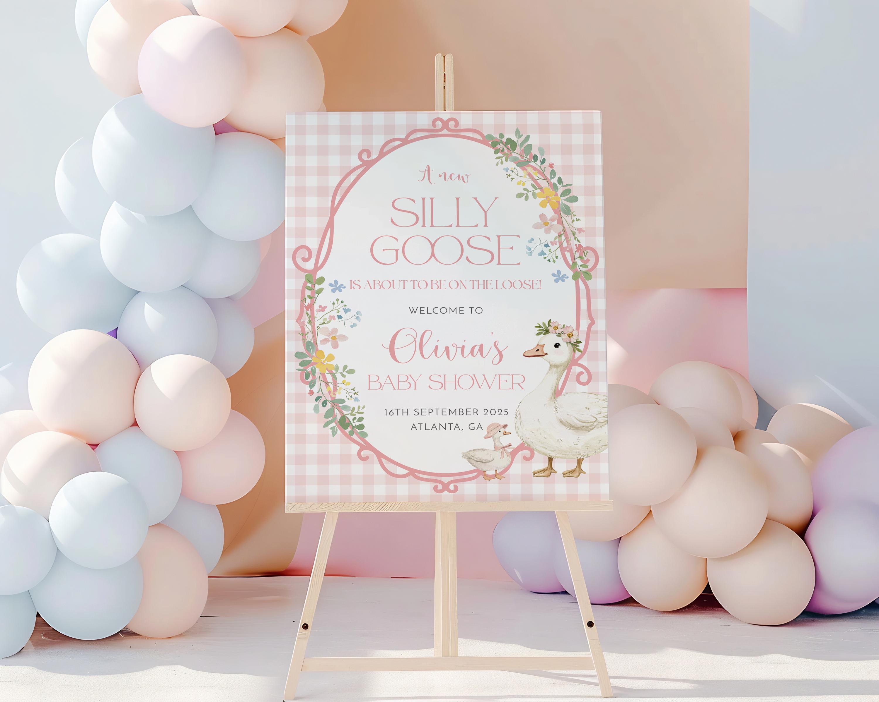 Silly Goose Welcome Sign Template, Pink Goose Welcome Sign, Mother ...