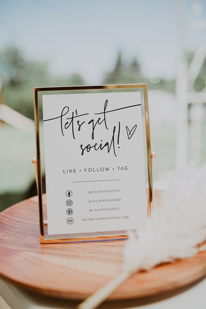 Let's Get Social Sign Small Business Social Media | Etsy