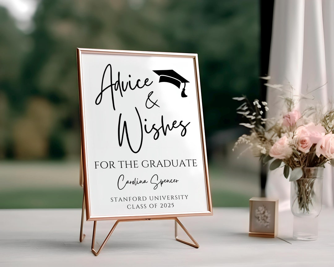 Graduation Advice and Wishes Sign Template, Graduation Table Sign ...