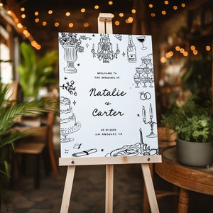 Hand Drawn Welcome Sign, Fun Whimsical Wedding Welcome Template, Trendy ...