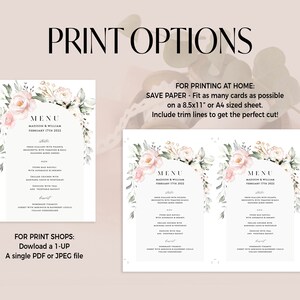Spring Wedding Menu Template, Garden Flowers Menu Printable, Floral ...