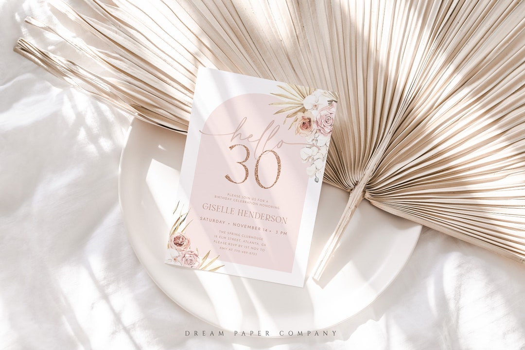 Boho Birthday Invitation, Boho 30th Birthday Template, Any Age, Adult ...