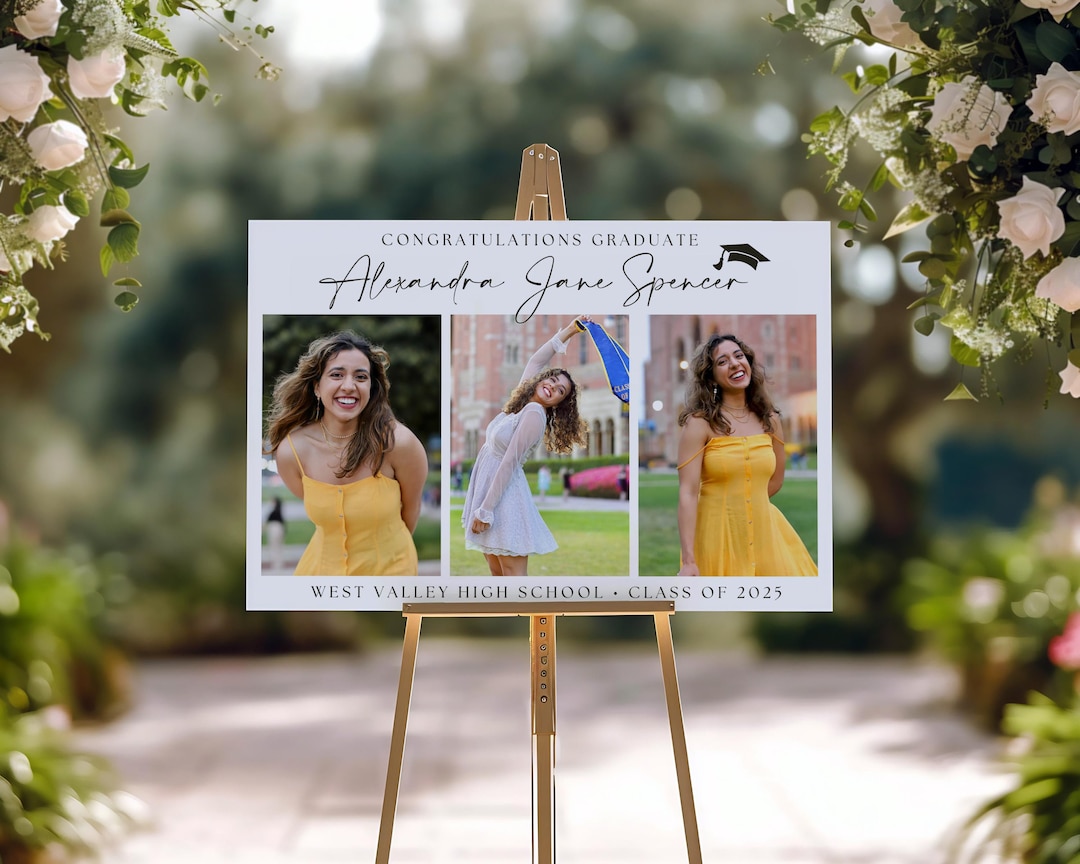 Graduation Photo Collage Poster, Class of 2025, Modern Graduate Photo ...