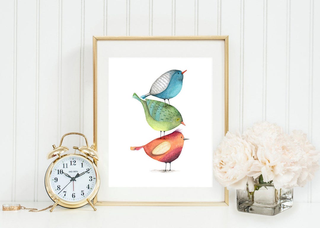 Watercolor Birds Printable Nursery Birds Print Cute Birds Nursery ...