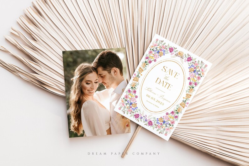 Spring Floral Save the Date Template, Garden Wedding Invitation ...