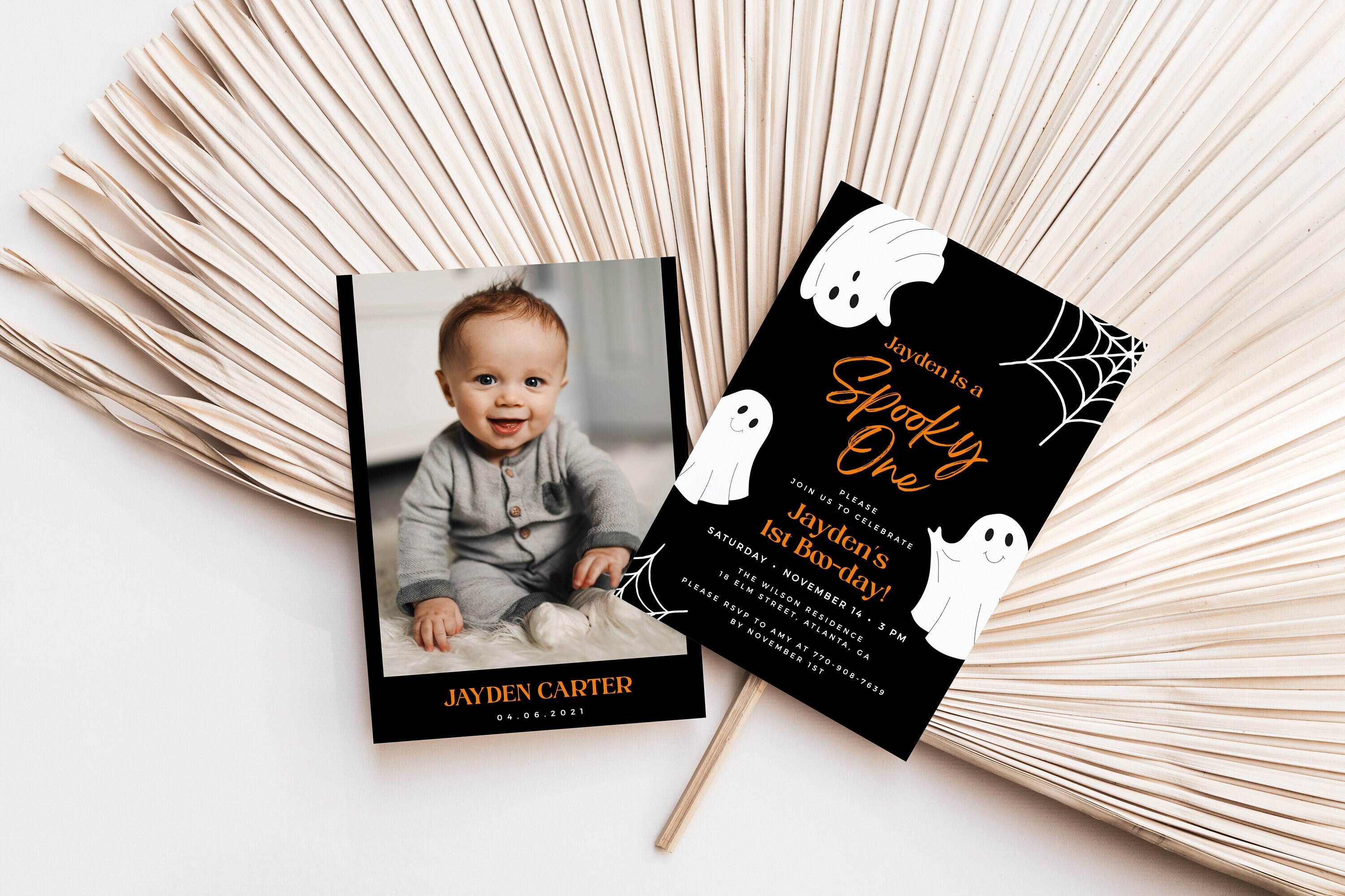 Halloween 1st Birthday Invitation Template Boy Spooky One - Etsy