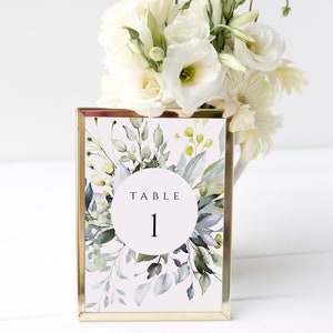 Greenery Table Numbers Template Printable Table Numbers | Etsy