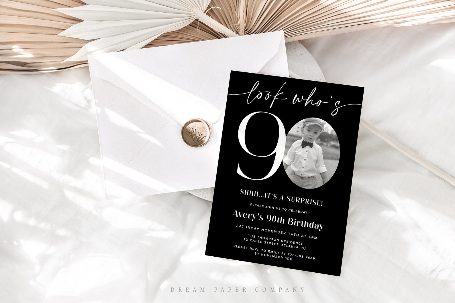 Look Who's 90, 90th Birthday Invitation Template, Photo 90th Birthday ...