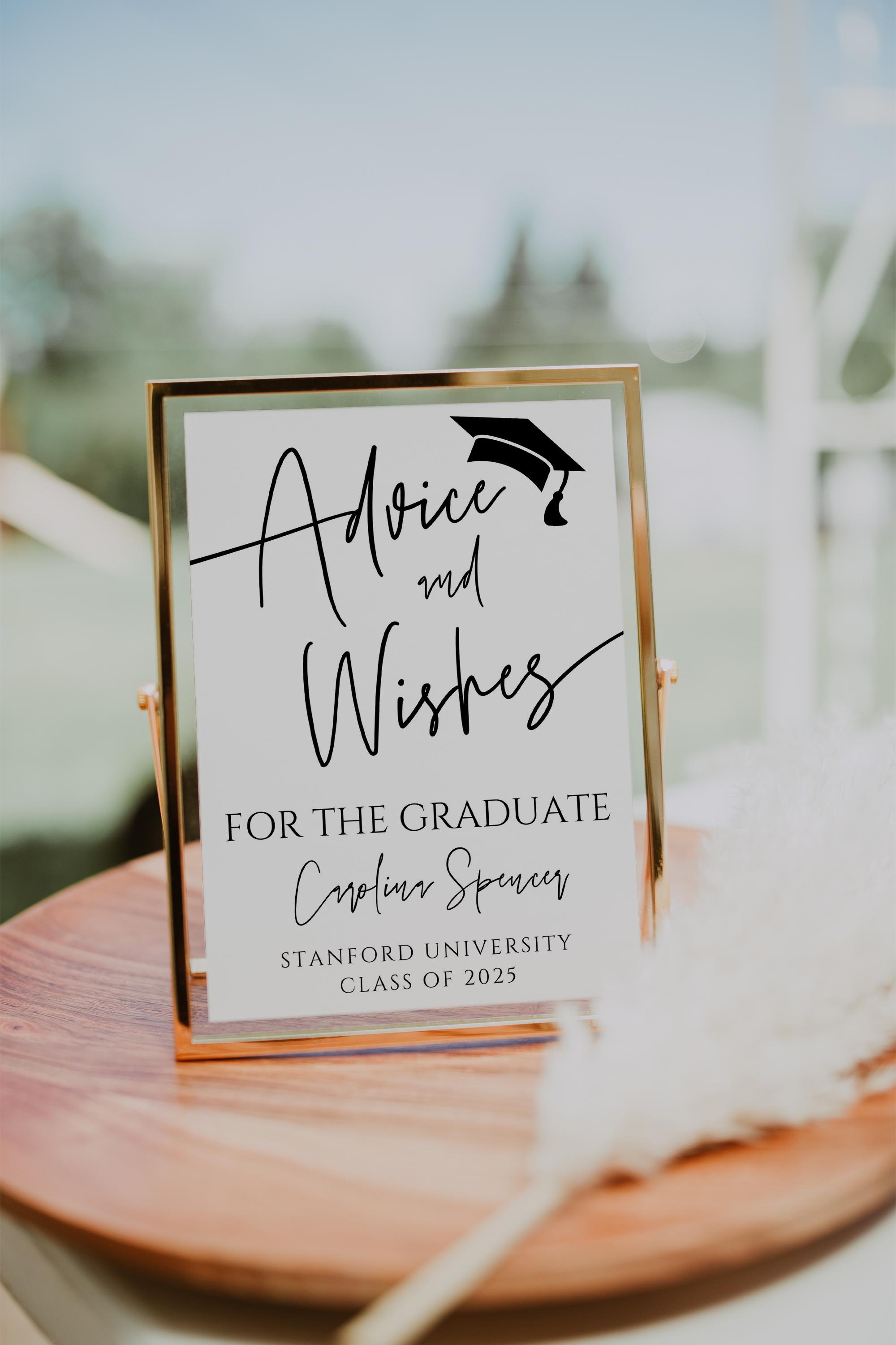 Graduation Advice and Wishes Sign Template, Graduation Table Sign ...