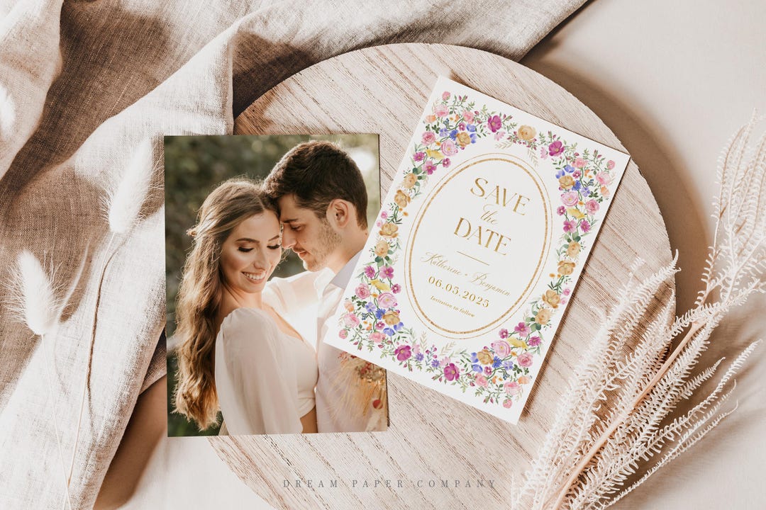 Spring Floral Save the Date Template, Garden Wedding Invitation ...