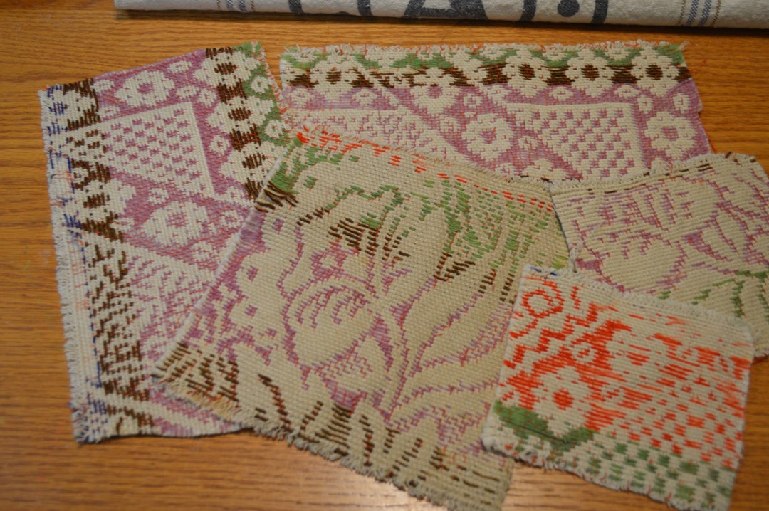 FIVE 5 Woven, Antique, Vintage, Cutter, Farmhouse, Colonial Coverlet ...