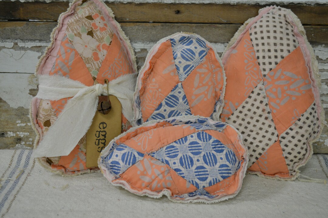 FOUR 4 Handmade, Primitive, Folk Art, Antique Quilt, Antique Grain Sack ...