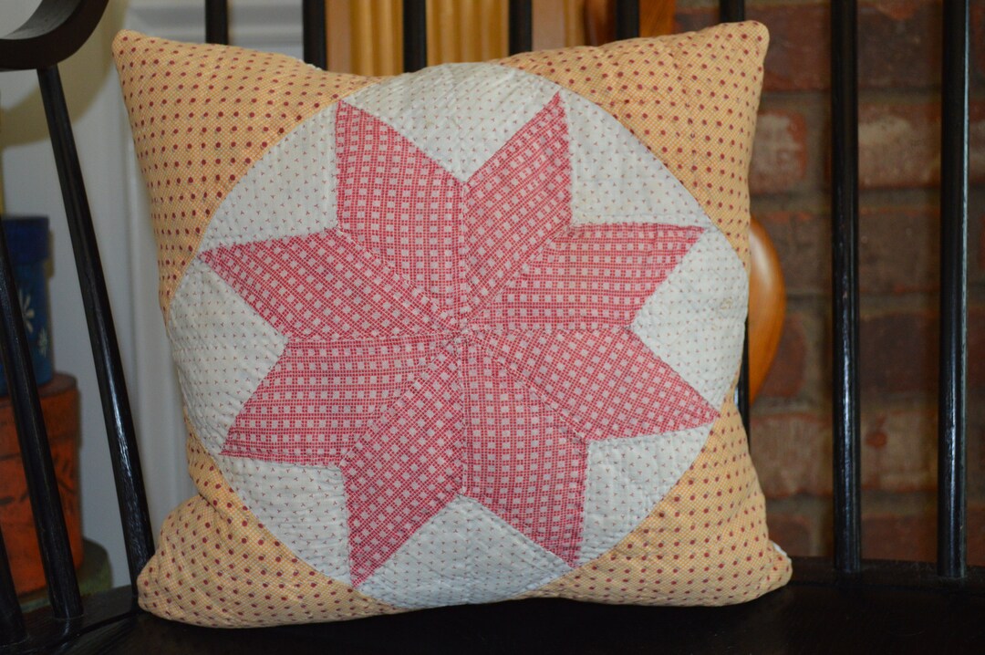 Handmade Primitive Folk Art Vintage Star Quilt Pillow - Etsy