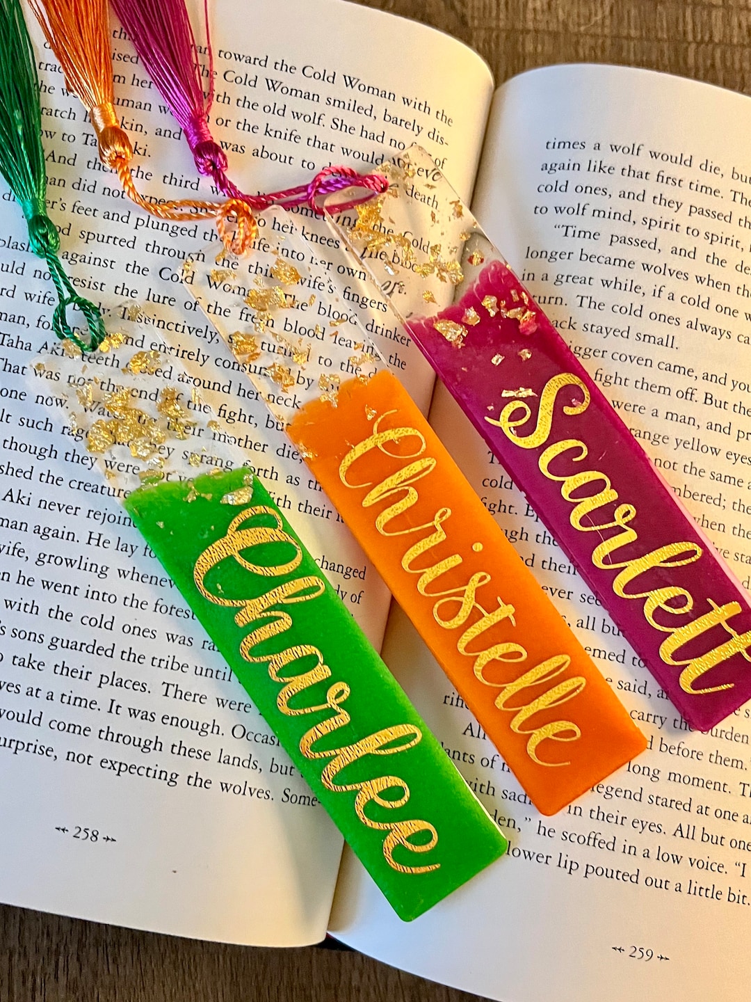 Personalized Gold and Silver Flake Resin Bookmark/handmade Custom Name ...