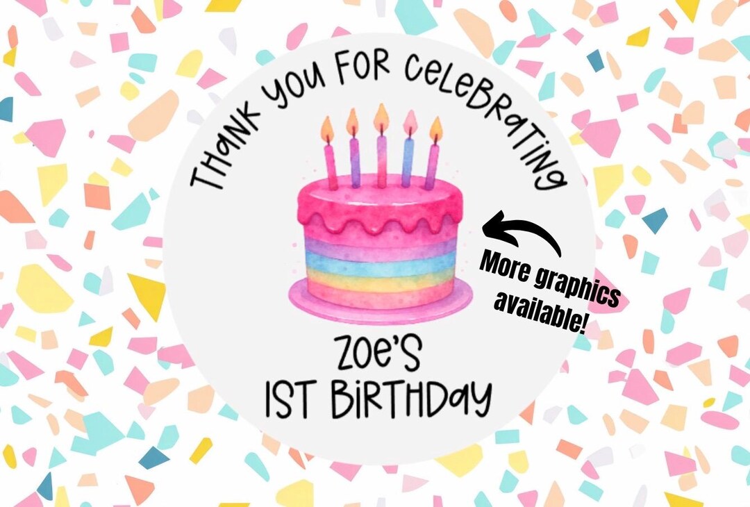 Custom/personalized Birthday Thank You Stickers – 16 Designs to Choose ...