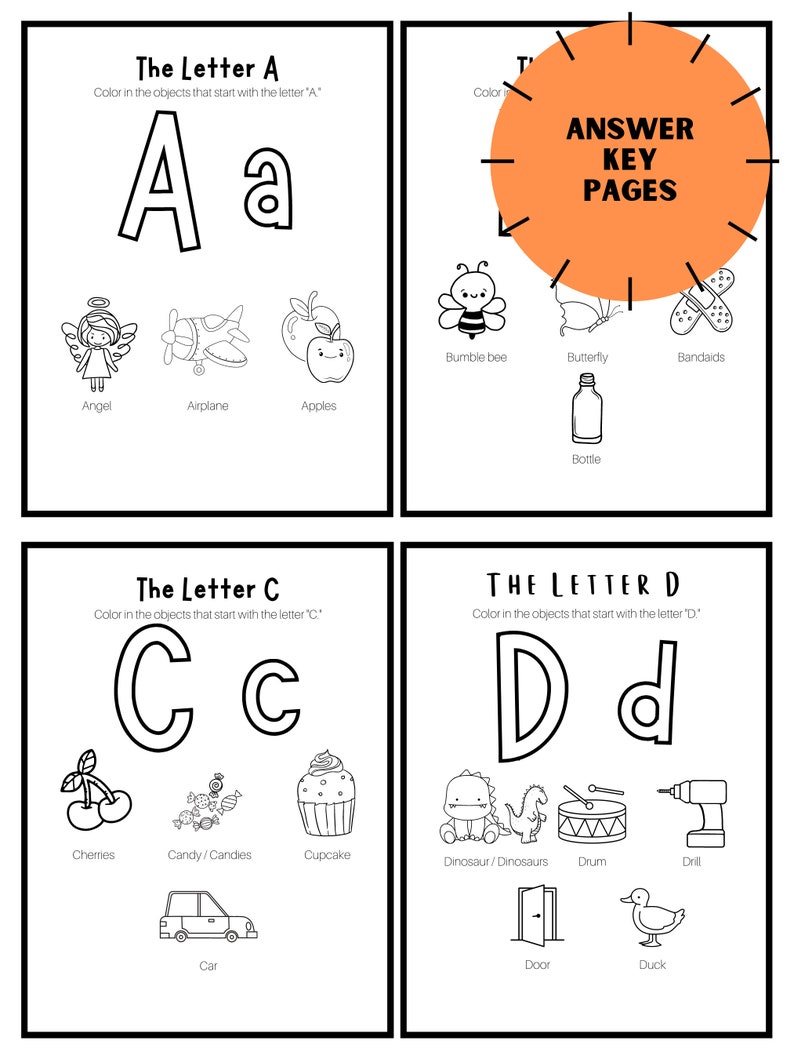 ABC Coloring Pages Alphabet Word Association ABC Coloring - Etsy
