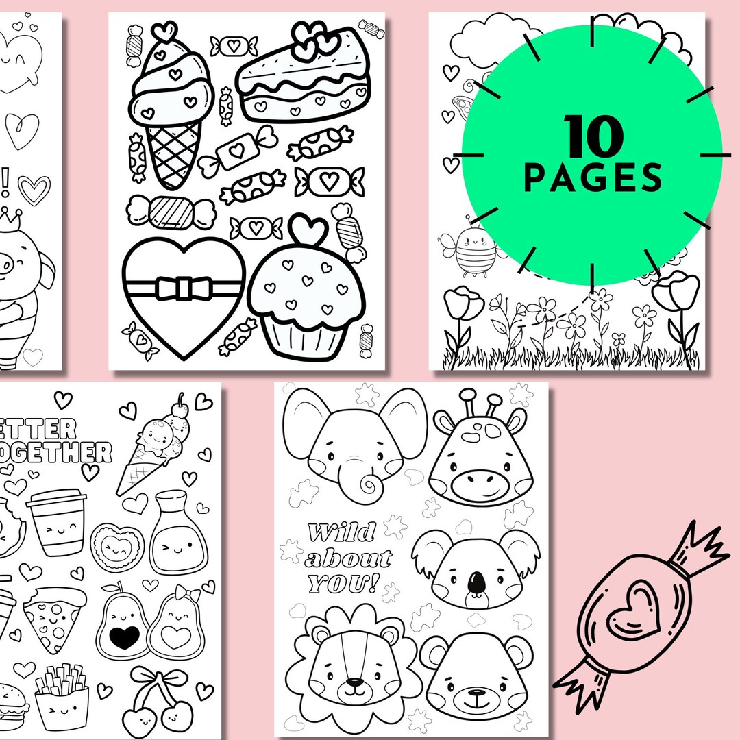 Valentine's Day 10 Coloring Pages - Instant Download - Valentine's Day ...