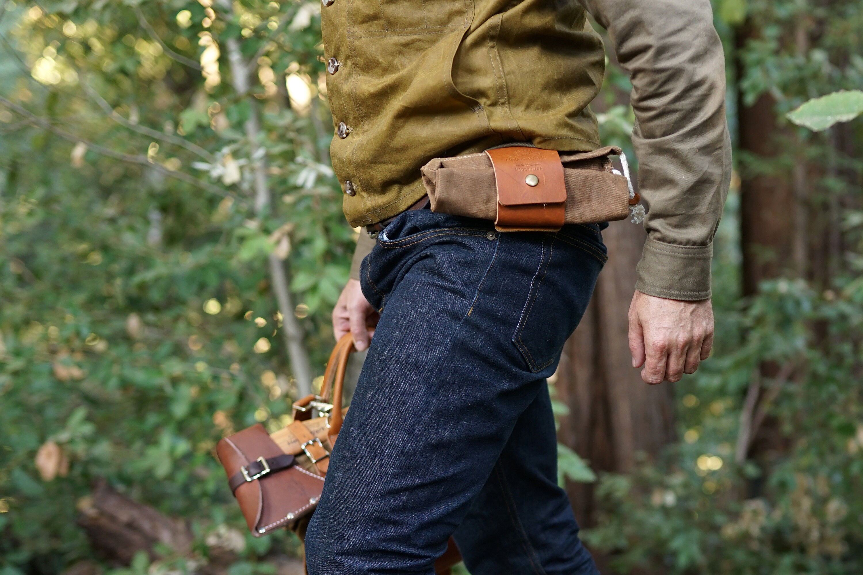 Leather Waxed Canvas Forager Bag - Wilderness Foraging Collection Pouch ...