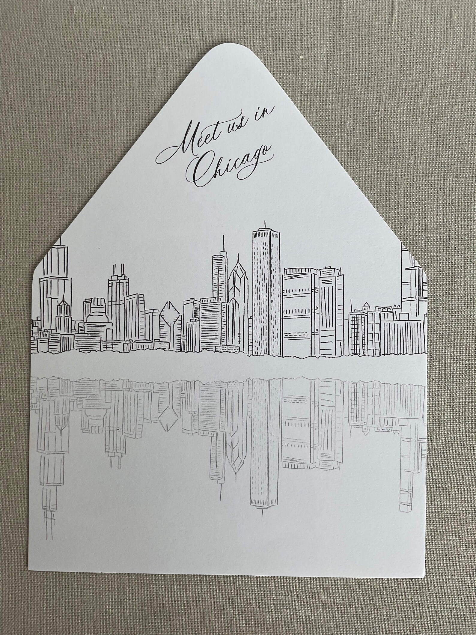 Printable Chicago Skyline Envelope Liner Template, Envelope Liner With ...