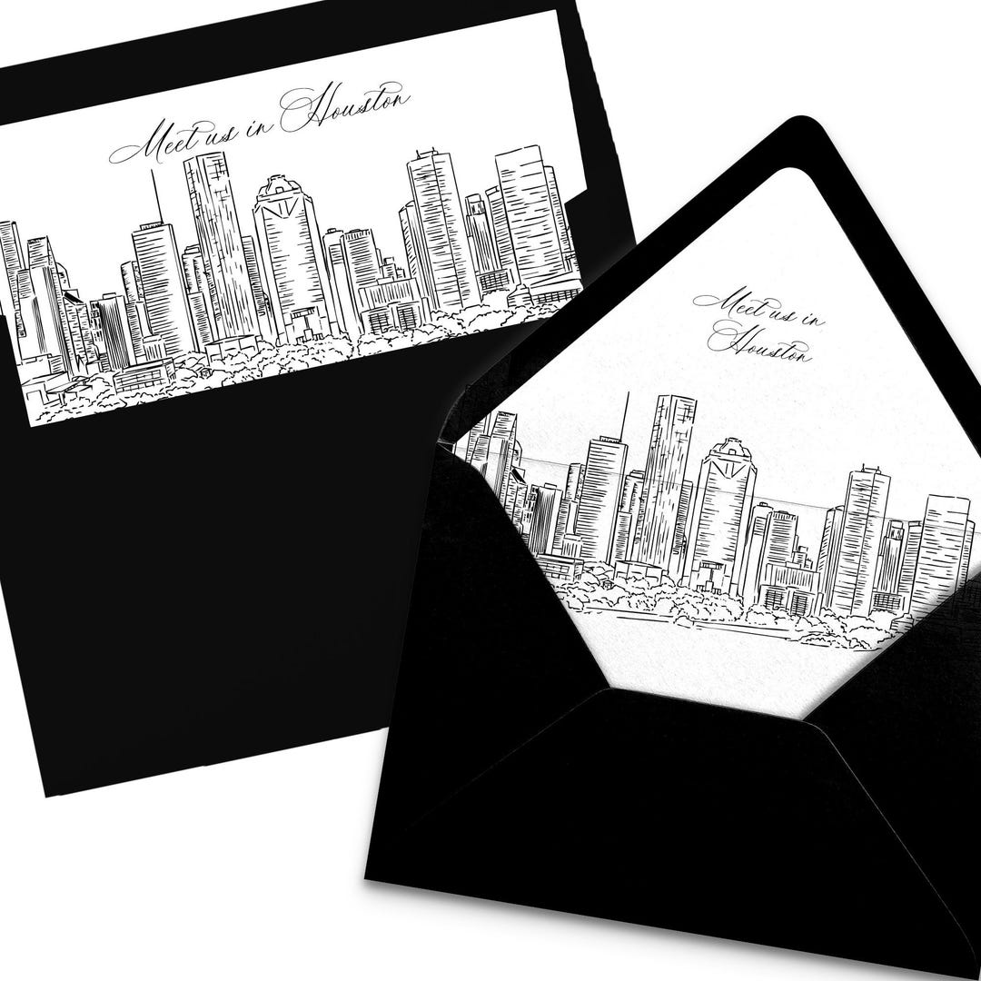 Printable Houston Skyline Envelope Liner Instant Download Black and ...