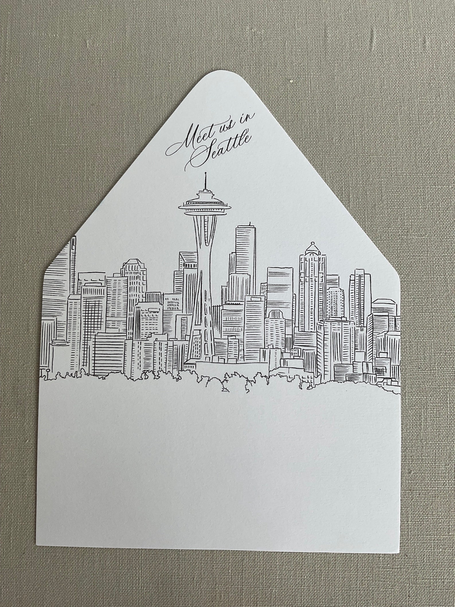 Printable Seattle Skyline Envelope Liner Instant Download Black and ...
