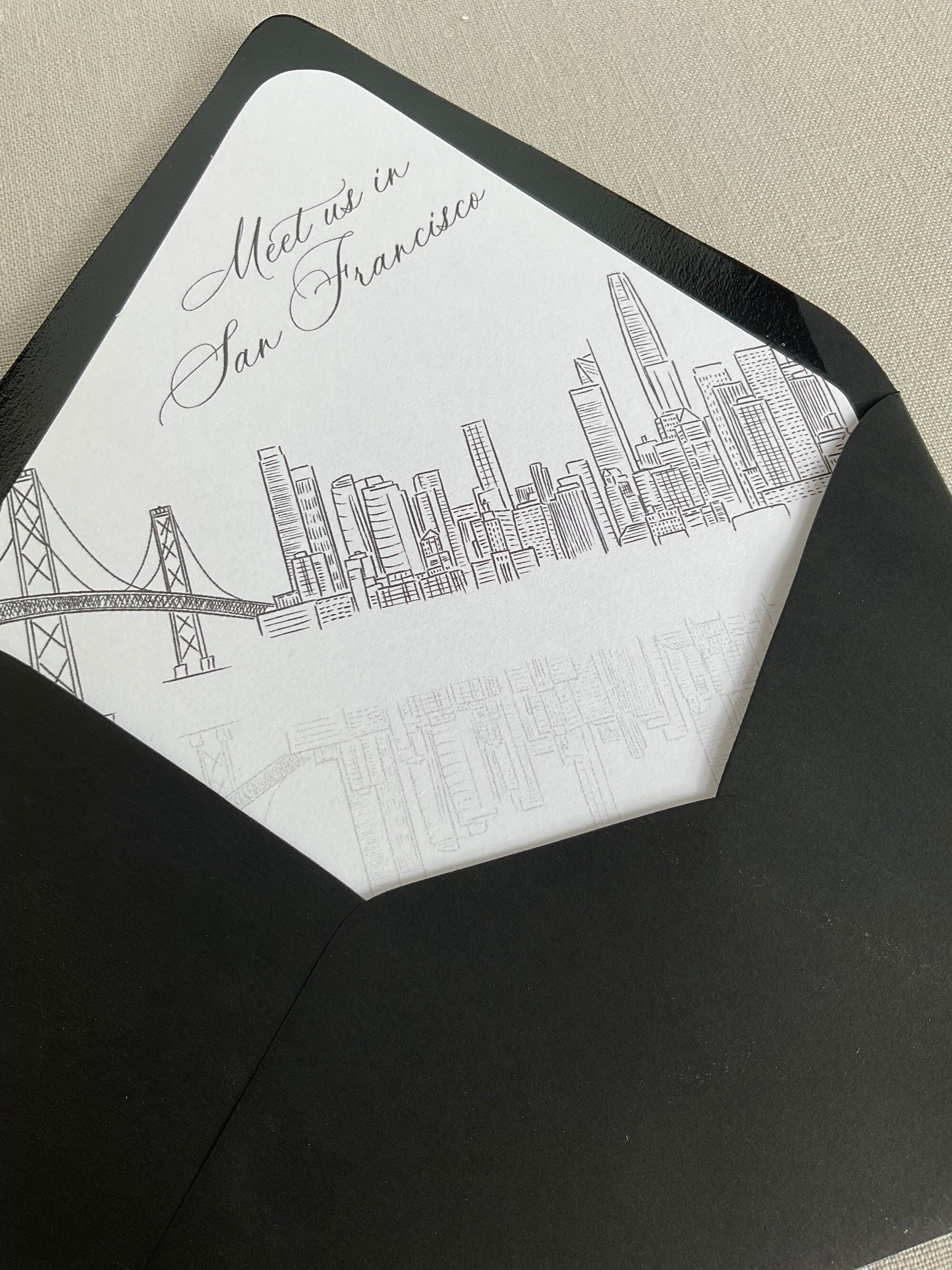 Printed San Francisco Skyline Envelope Liners for A7, A9, Square ...