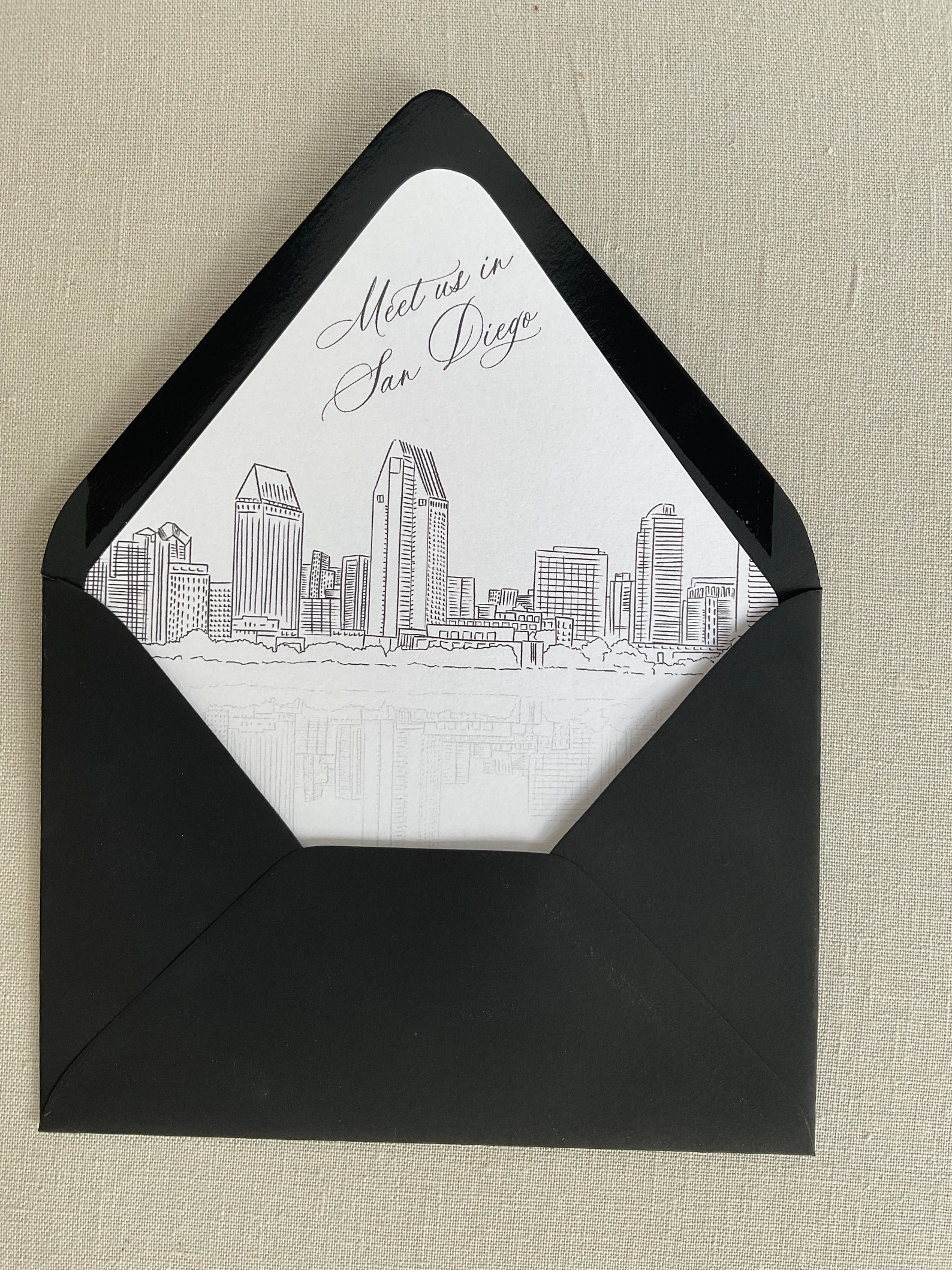 Printed San Diego Skyline Envelope Liners for A7, A9, Square Envelope ...