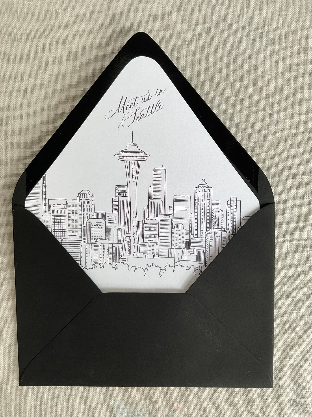 Printed Seattle Skyline Envelope Liners for A7, A9, Square Envelope ...