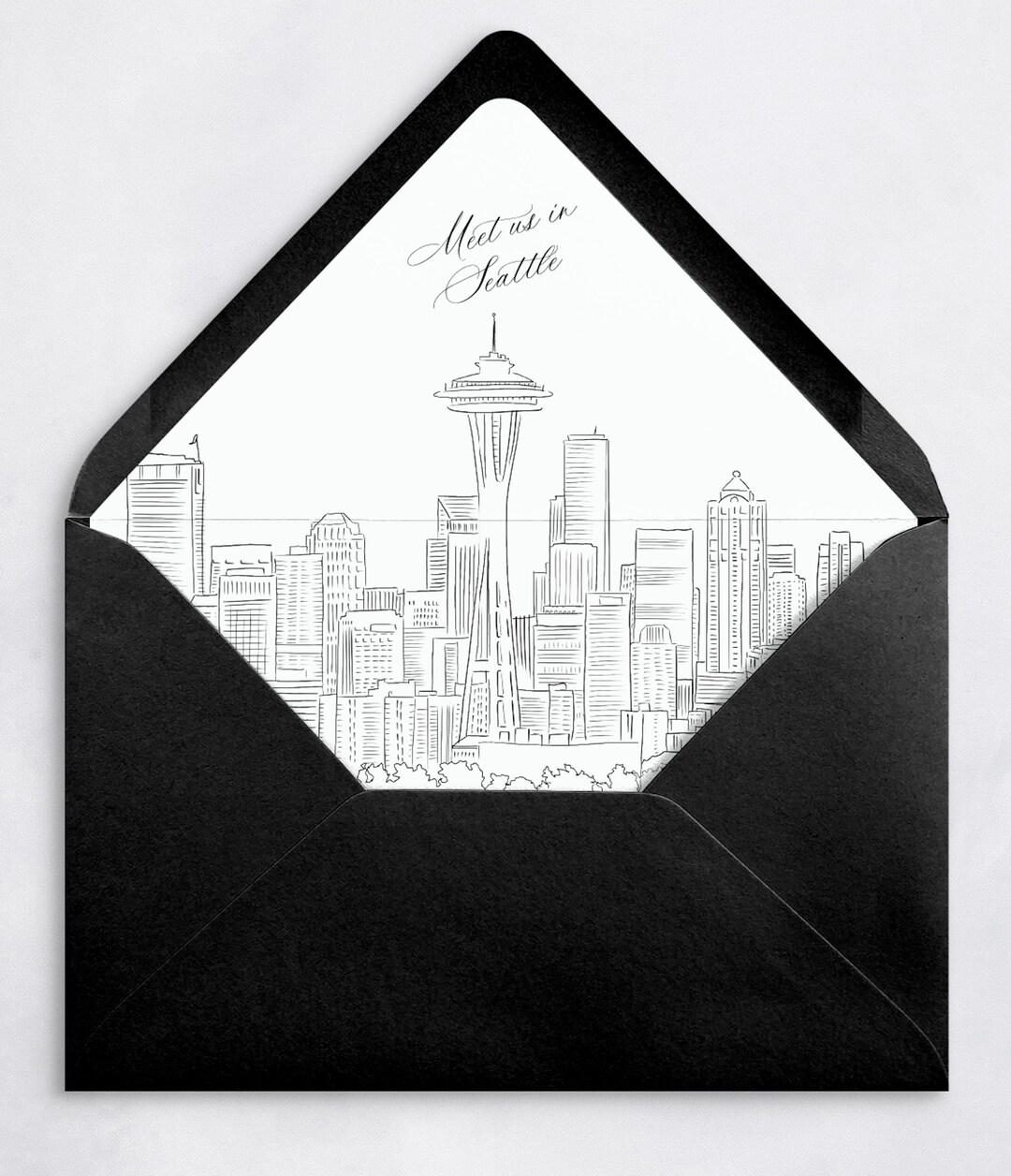 Printable Seattle Skyline Envelope Liner Template Envelope - Etsy