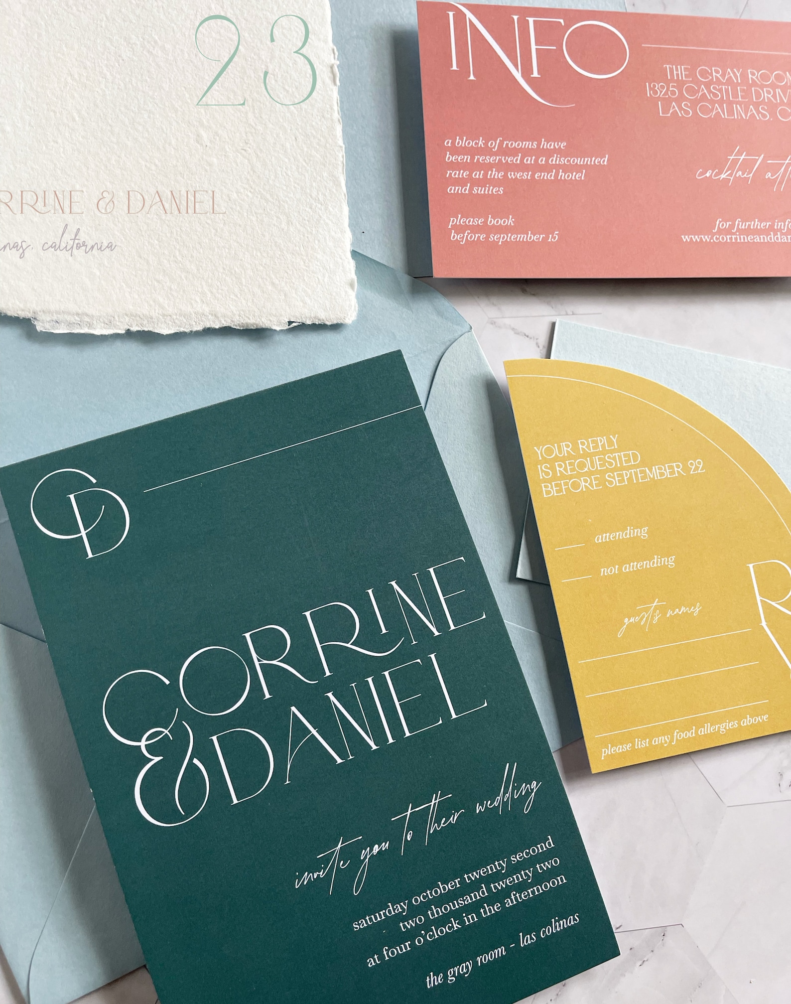 Handmade Paper Save the Date With Color Printing and Modern Fonts ...