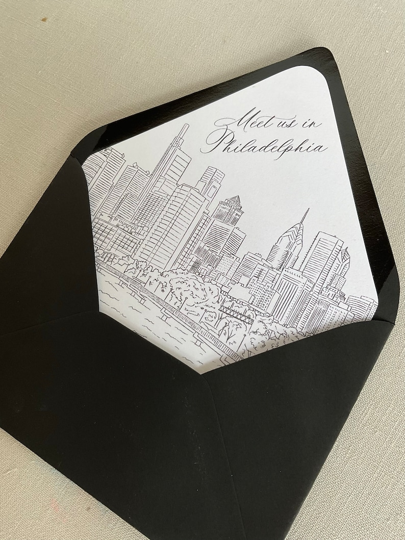 Printed Philadelphia Skyline Envelope Liners, Printed Envelope Liner ...