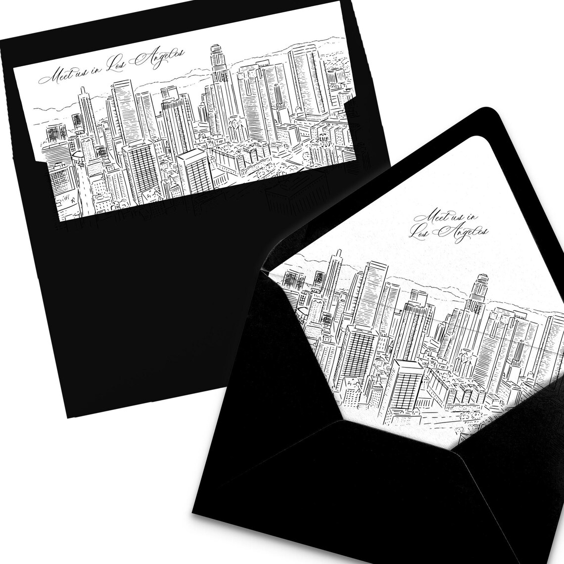 Printable Los Angeles Skyline Envelope Liner Instant Download Black and ...