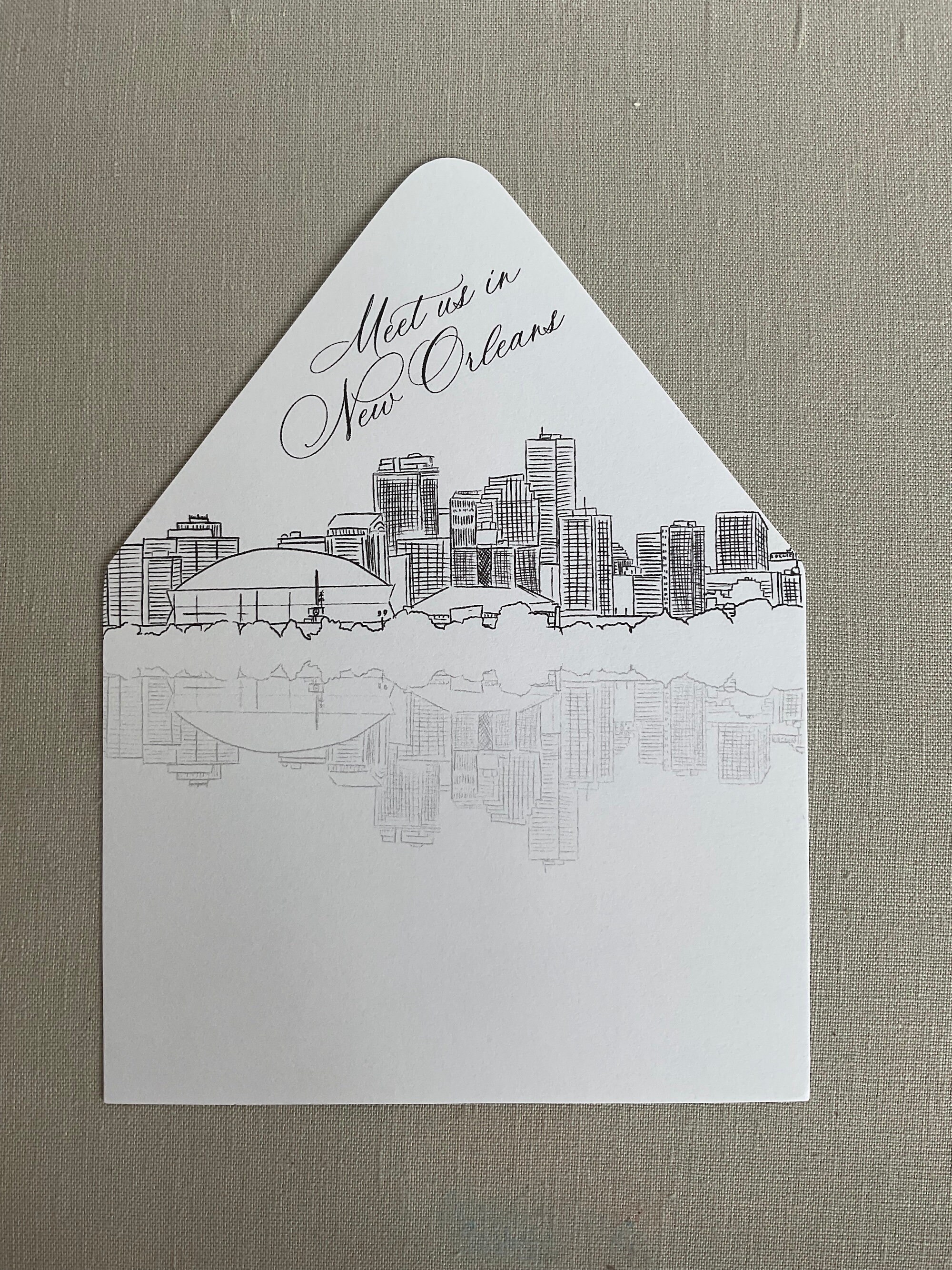 Printed New Orleans Skyline Envelope Liners for A7, A9, Square Envelope ...