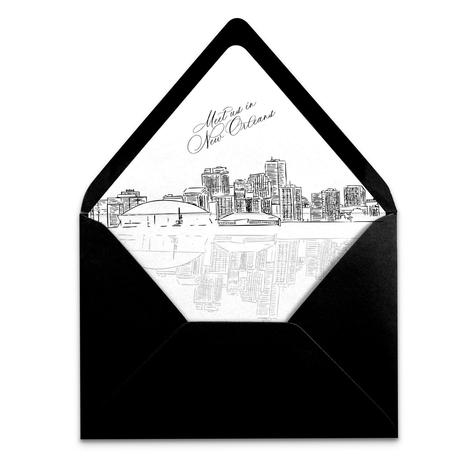 Printable New Orleans Skyline Envelope Liner Instant Download Black and ...