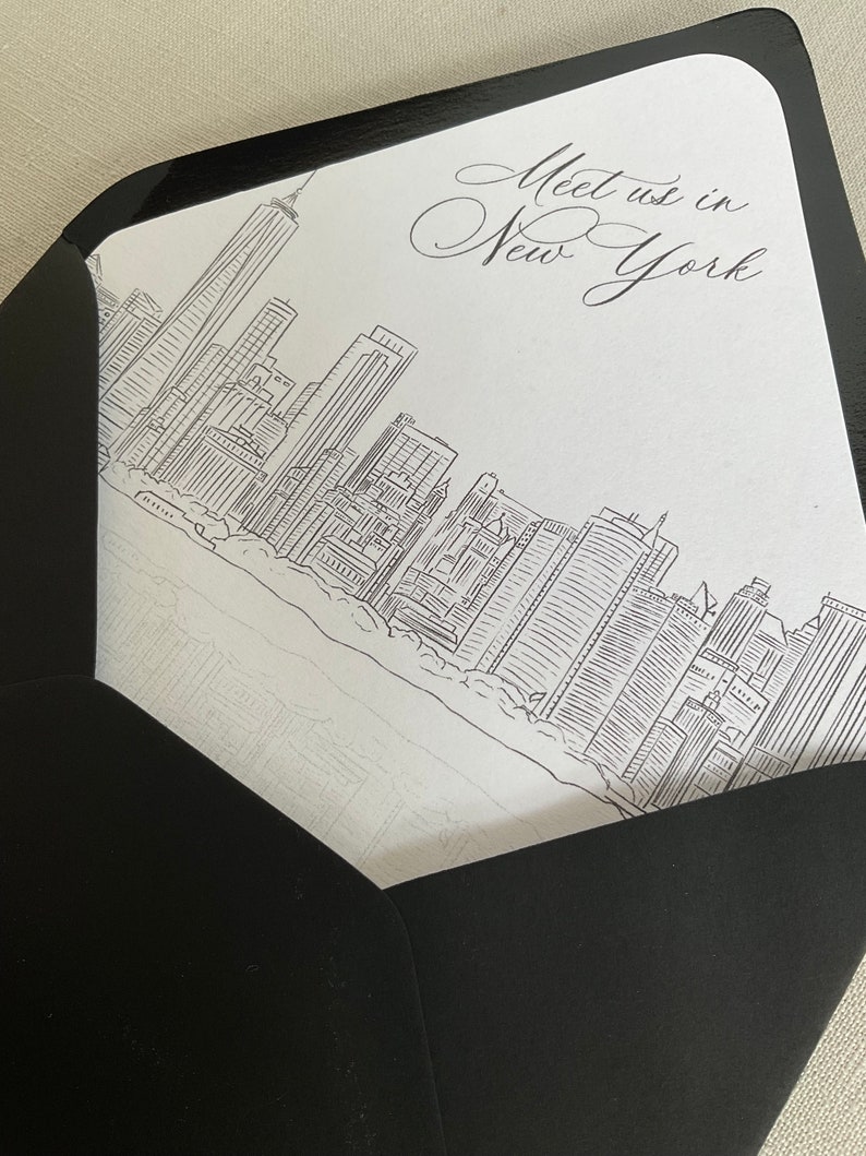 Printable New York City Skyline Envelope Liner Instant Download Black ...