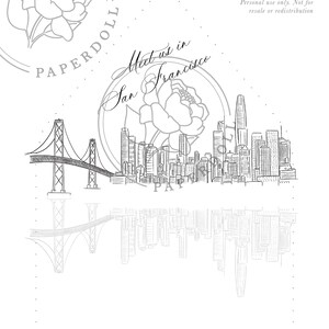 Printable San Francisco Skyline Envelope Liner Template, Envelope Liner ...