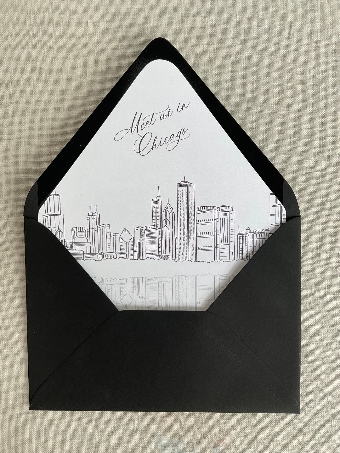 Printed Chicago Skyline Envelope Liners for A7, A9, Square Envelope ...
