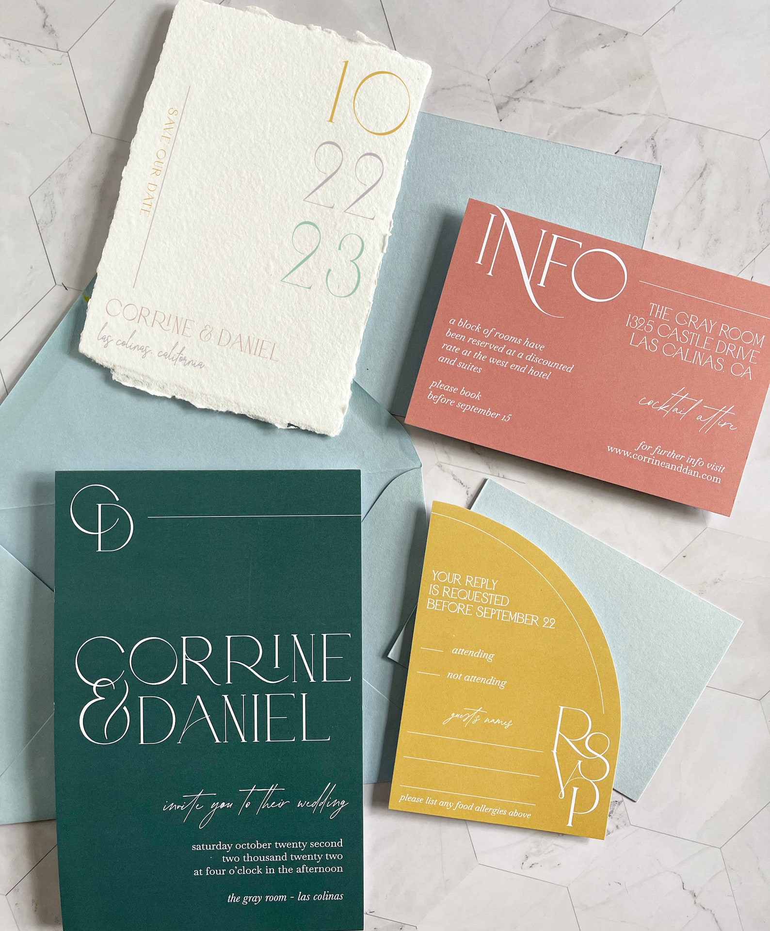 Handmade Paper Save the Date With Color Printing and Modern Fonts ...