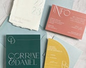 Color Block Wedding Invitation Set Invitation RSVP and - Etsy