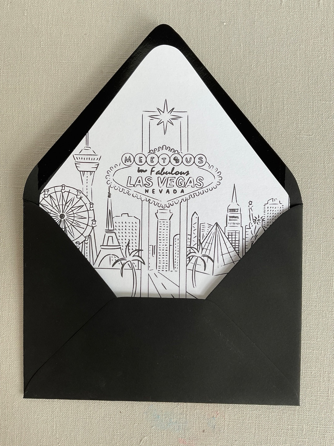 Printed Las Vegas Skyline Envelope Liners for A7, A9, Square Envelope ...