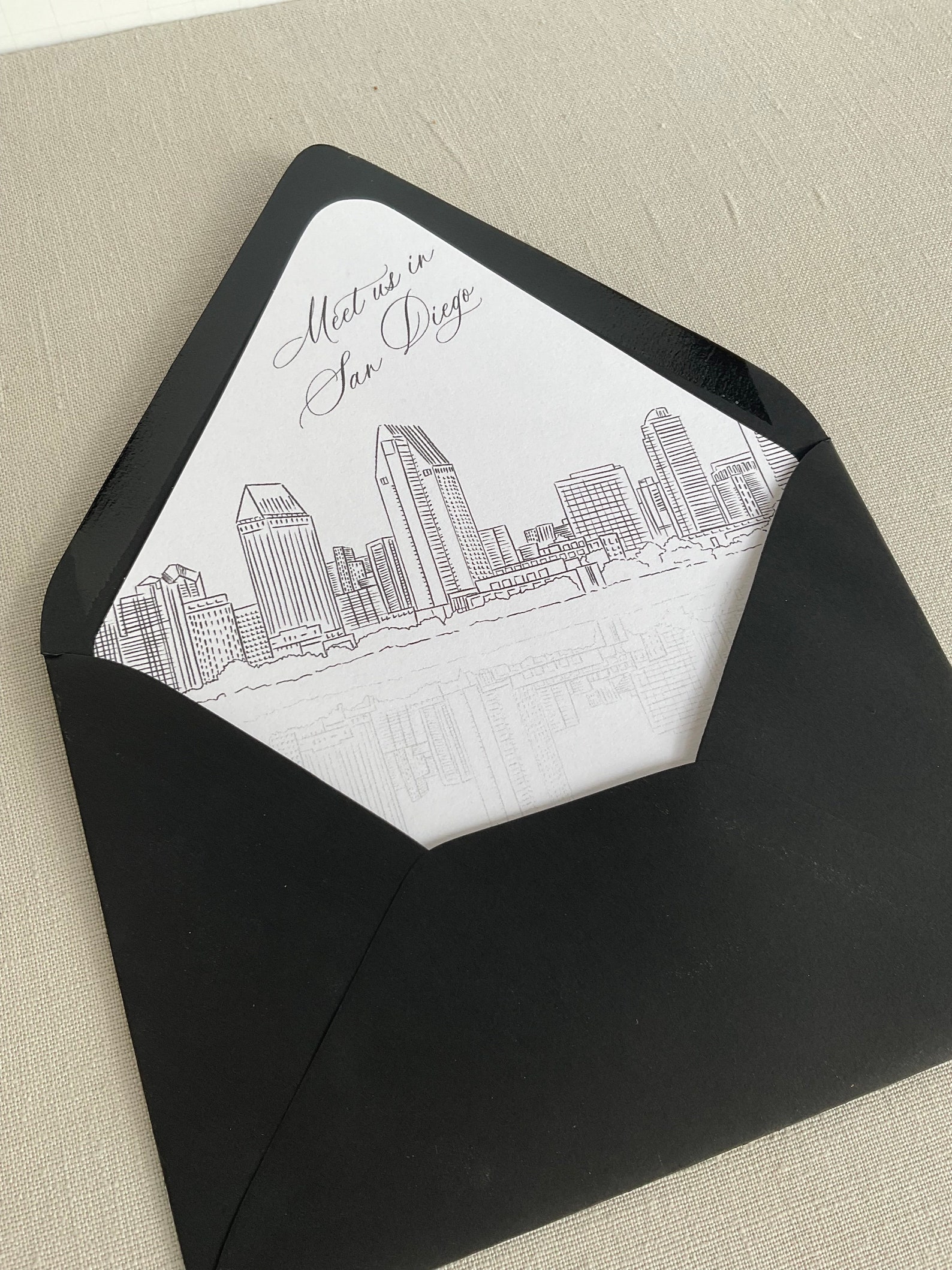 Printable San Diego Skyline Envelope Liner Instant Download Black and ...