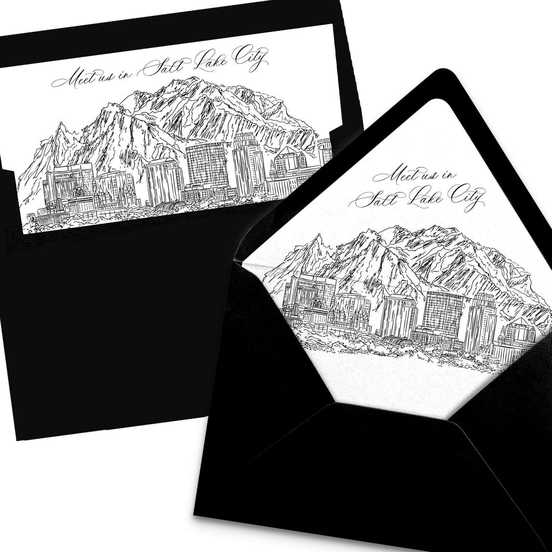Printable Salt Lake City Skyline Envelope Liner Instant Download Black ...