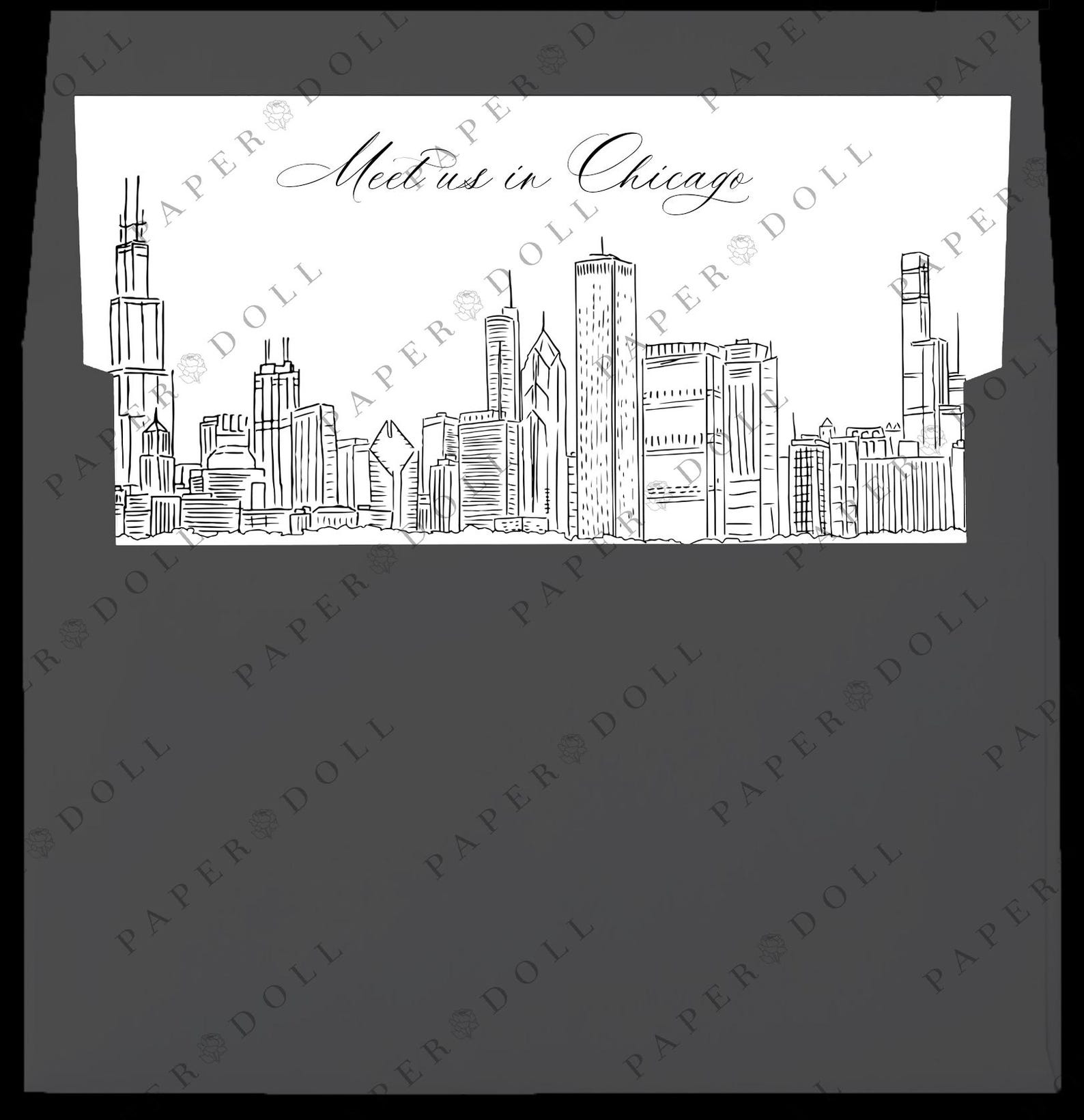 Printed Chicago Skyline Envelope Liners for A7, A9, Square Envelope ...