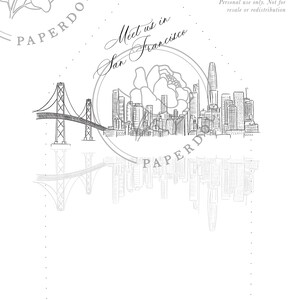 Printable San Francisco Skyline Envelope Liner Template, Envelope Liner ...