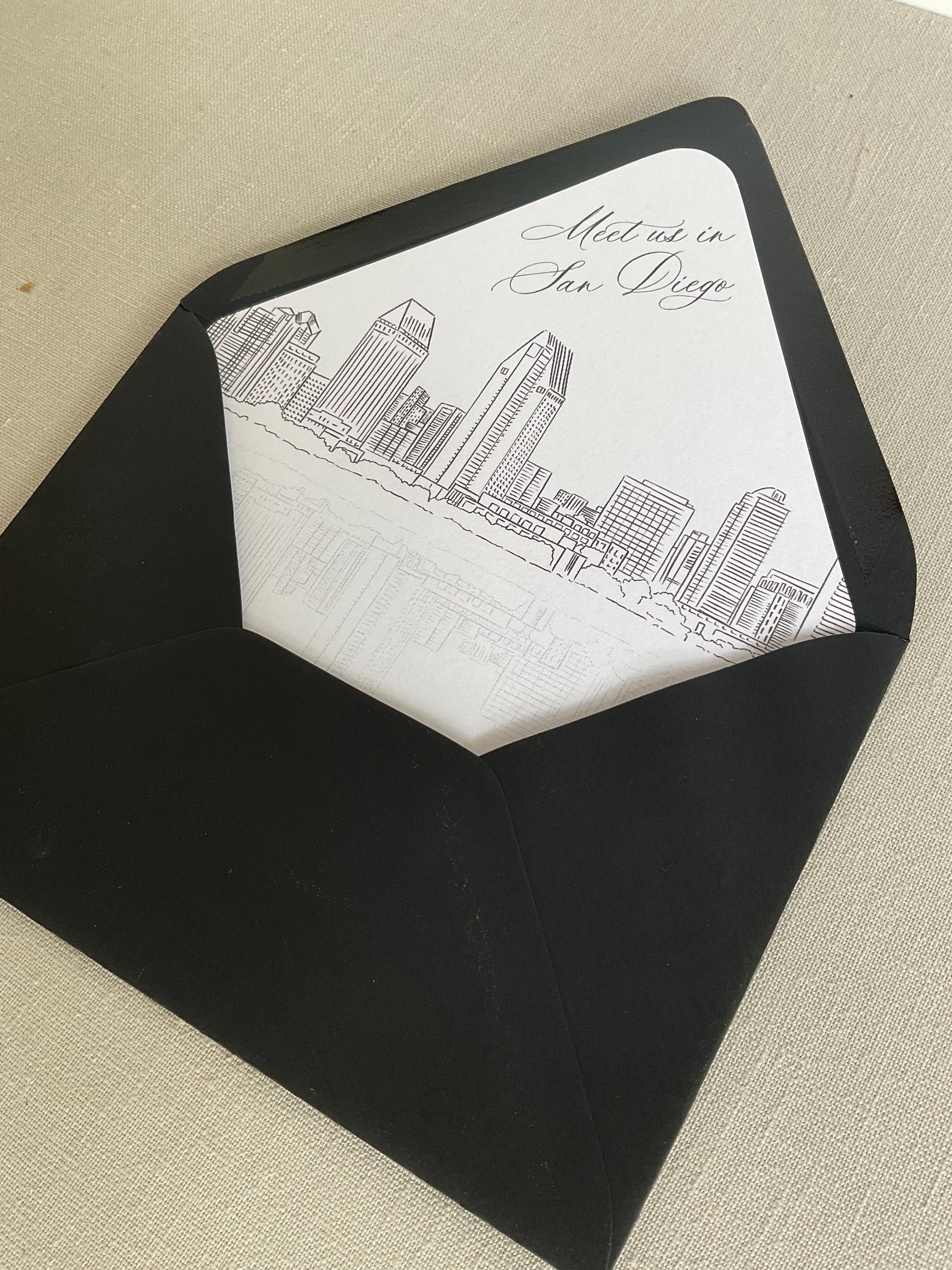 Printed San Diego Skyline Envelope Liners for A7, A9, Square Envelope ...